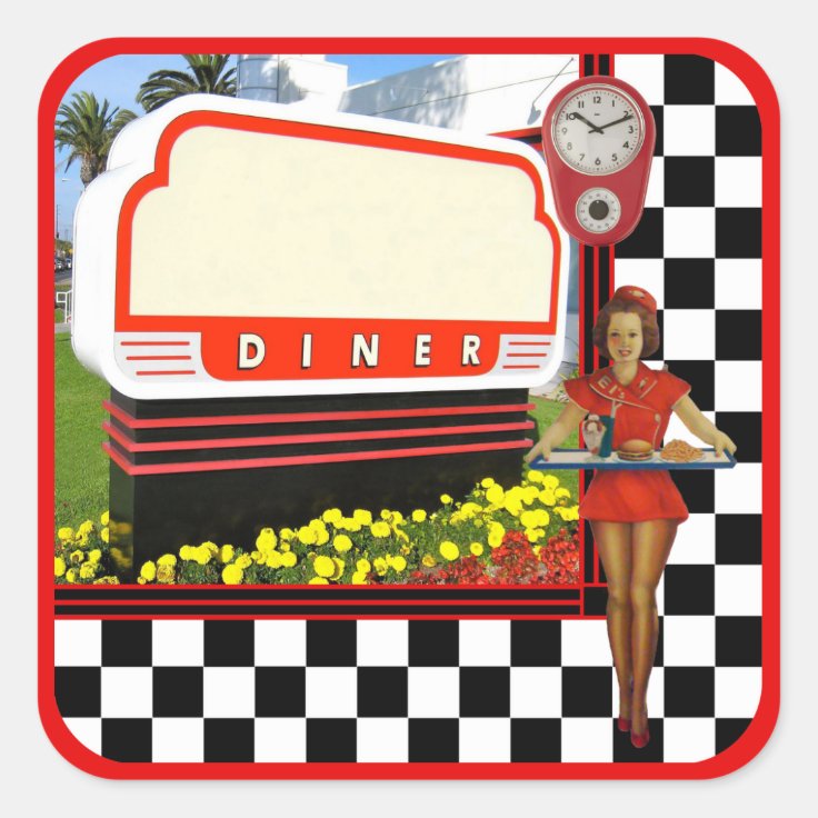50s Retro Diner Blank Sign Sticker | Zazzle