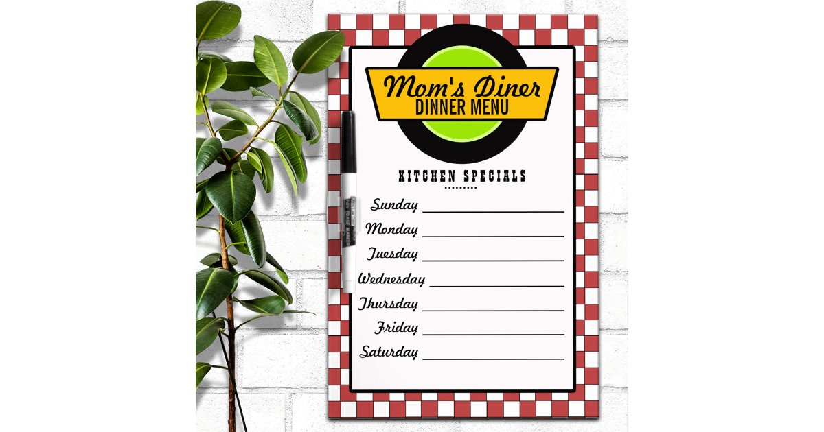 50's Retro Diner Menu Dry-Erase Board | Zazzle