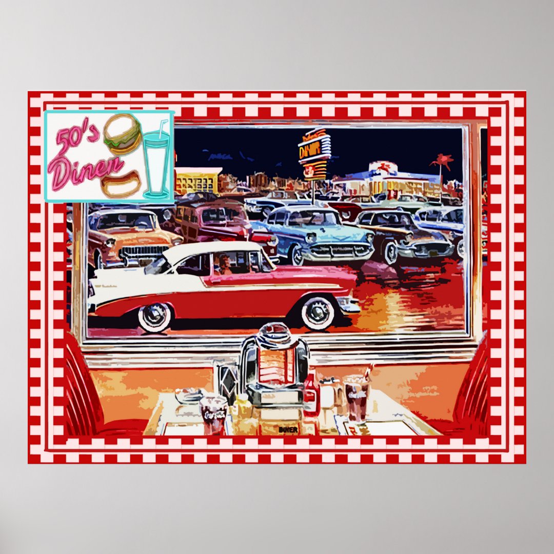 50s Retro Diner Poster | Zazzle