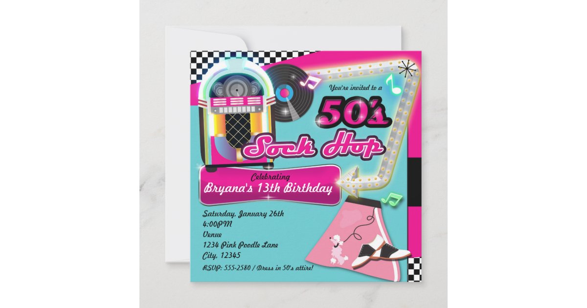 50's SOCK HOP Birthday Party Retro Invitation | Zazzle