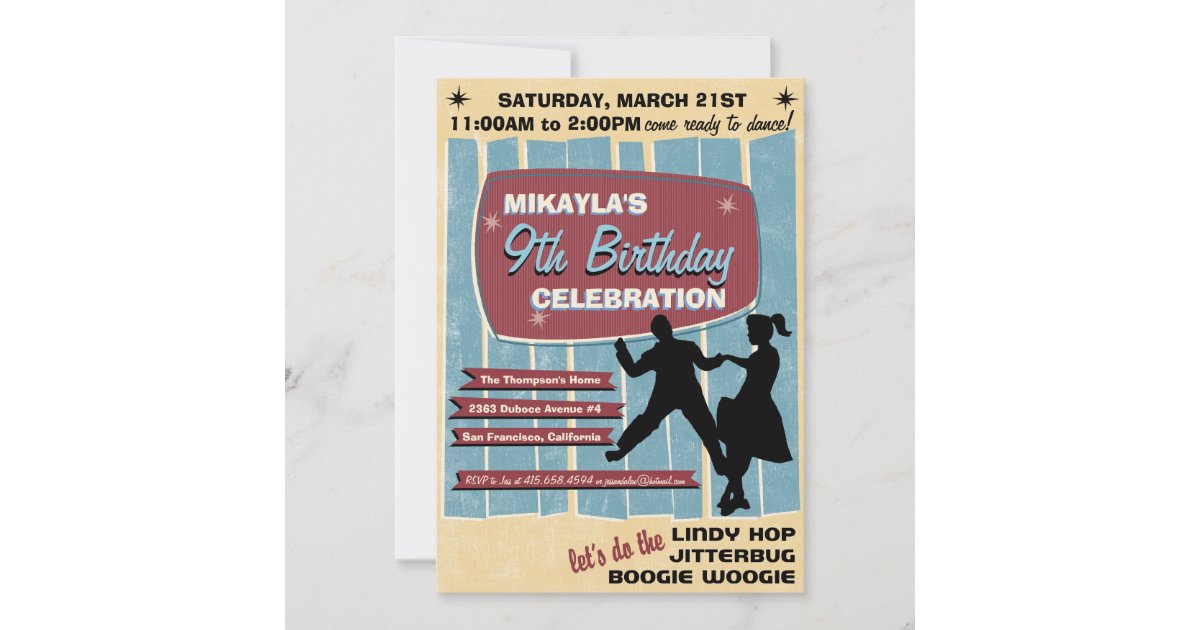 50s Sock Hop Dance Party Invitation | Zazzle