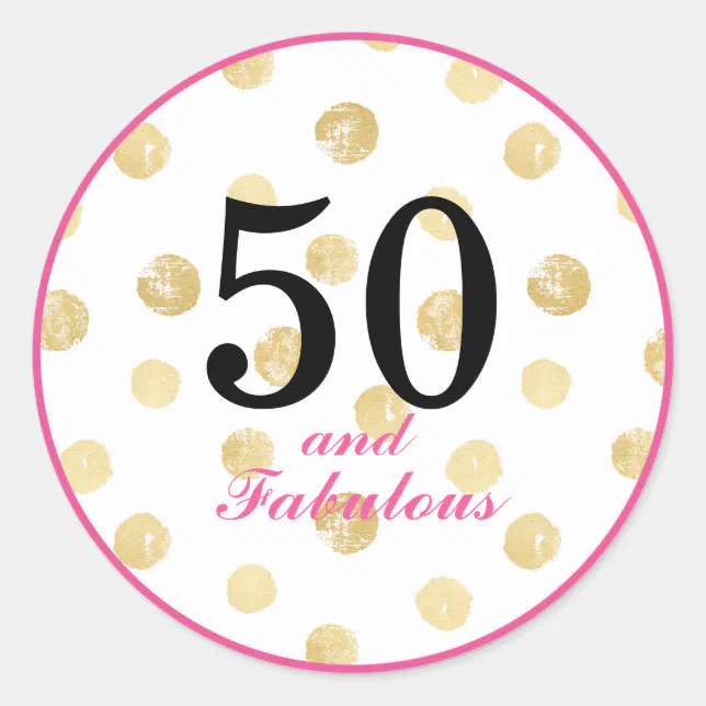 50th And Fabulous Birthday Party Classic Round Sticker Zazzle