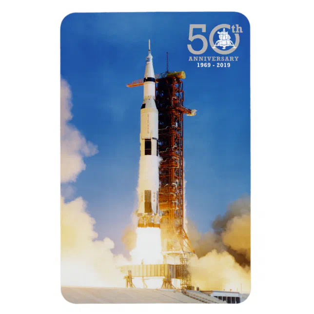 50th Anniversary Apollo 11 Moon Landing, Saturn V: Magnet | Zazzle