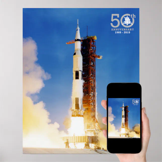 50th Anniversary Apollo 11 Moon Landing, Saturn V: Poster | Zazzle