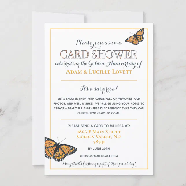 50th Anniversary Card Shower Request Invitation | Zazzle