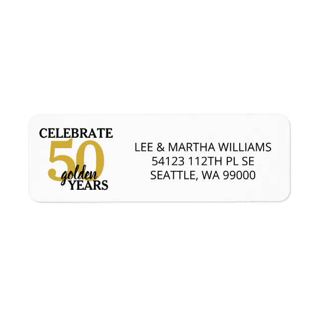 50th Anniversary Celebrate 50 Golden Years Simple Label | Zazzle