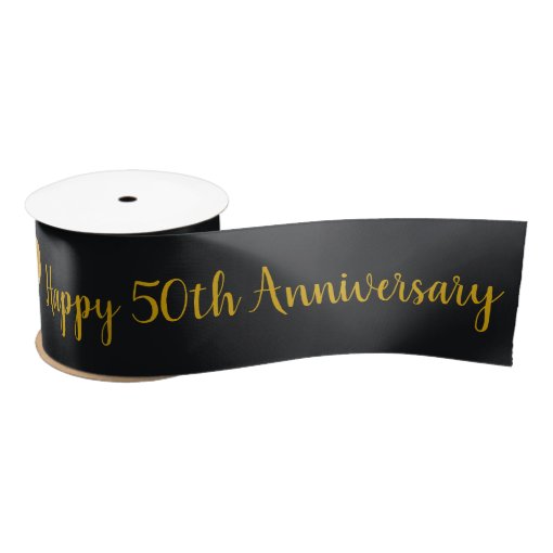 50th Anniversary Custom Black & Gold Ribbon | Zazzle