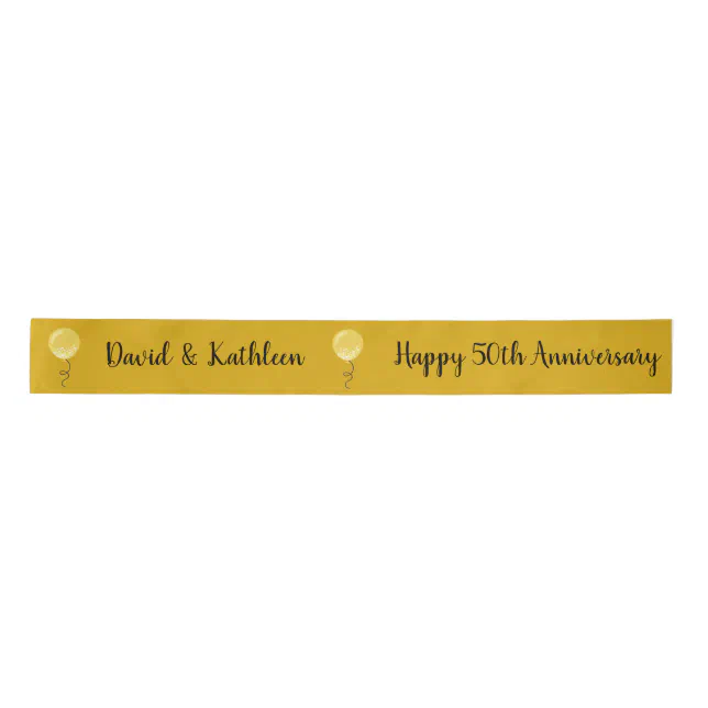 50th Anniversary Custom Gold Balloons Ribbon | Zazzle