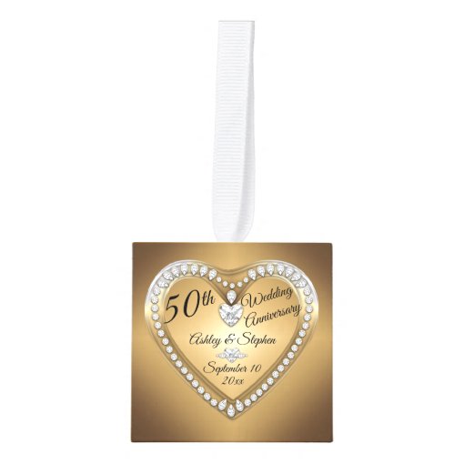 50th Anniversary Gold Diamonds Photo Keepsake Cube Ornament | Zazzle