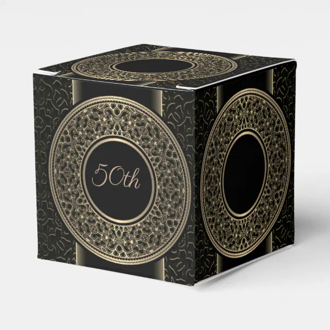 50th Anniversary Gold Medallion Cube Favor Box | Zazzle