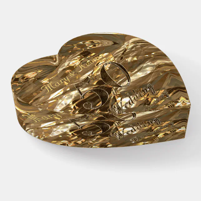 50th Anniversary Golden Wedding Elegant Gold Look Paperweight | Zazzle