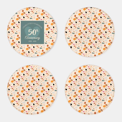50th Anniversary Modern Retro Coaster Set | Zazzle