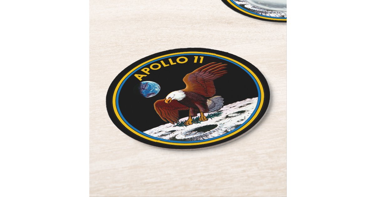 50th Anniversary Moon Landing, Apollo 11 insignia: Round Paper Coaster ...