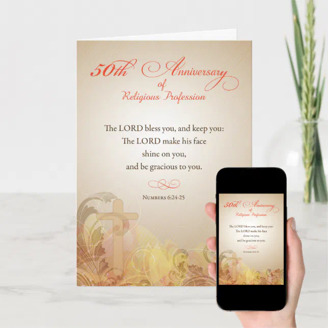 50th Anniversary of Religious Profession, Nun Gold Card | Zazzle