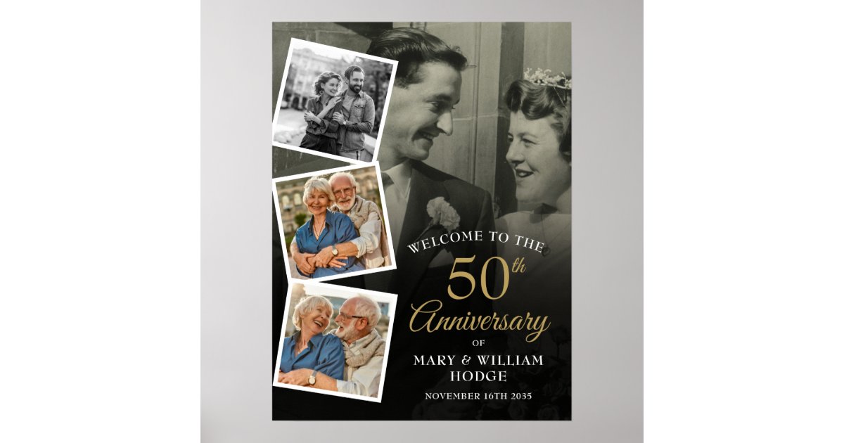 50th Anniversary Photo Collage Welcome Sign | Zazzle