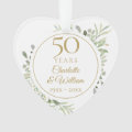 50th Anniversary Photo Soft Watercolour Leaves Ornament | Zazzle