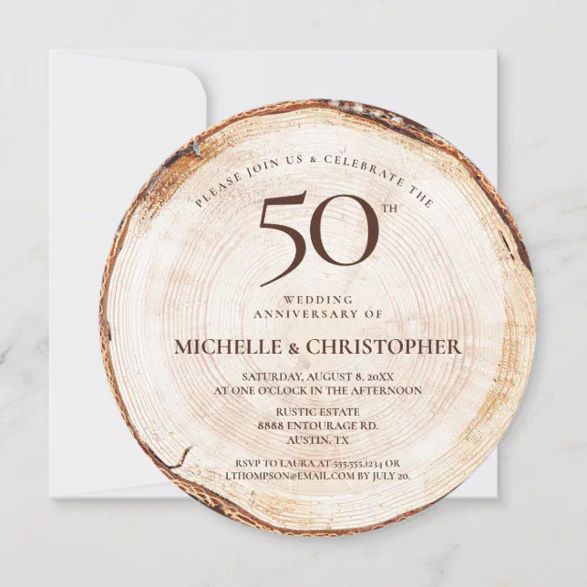 50th anniversary Rustic Wedding Tempate Invitation | Zazzle