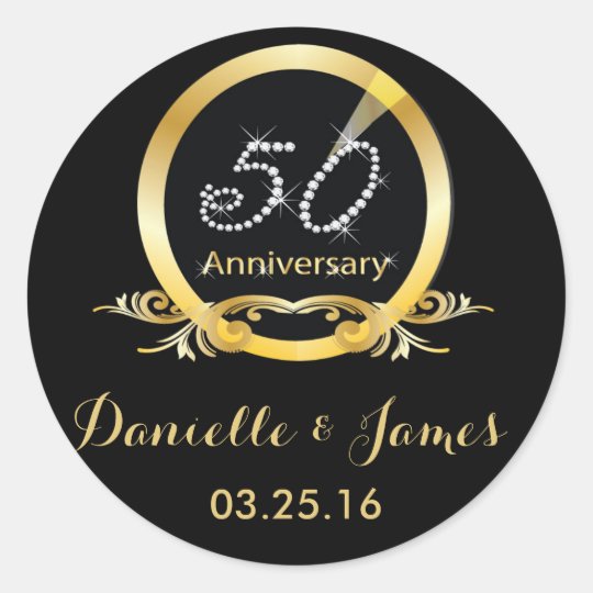 50th Anniversary Stickers - Gold Round | Zazzle.com