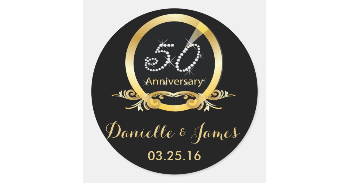 50th Anniversary Stickers - Gold Round | Zazzle