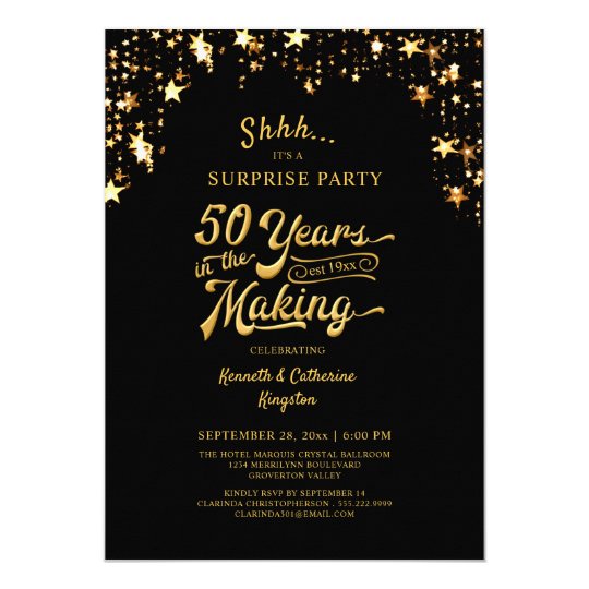50th Anniversary Surprise Party Gold Stars Invitation Zazzle 50th Anniversary Surprise Party Gold Stars Invitation Zazzle
