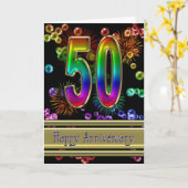 50th anniversary with fireworks and bubbles card | Zazzle