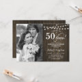 50th Anniversary with Photo - Rustic Wood Invitation | Zazzle