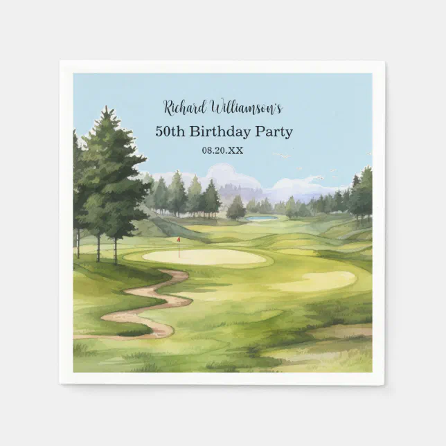 50TH (ANY YEAR) BIRTHDAY PARTY GOLF COURSE NAPKINS | Zazzle