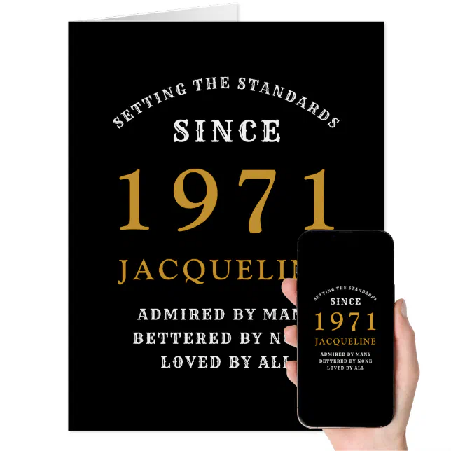 50th Birthday 1971 Black Gold For Her Personalized | Zazzle
