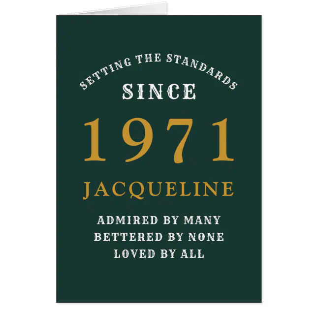 50th Birthday 1971 Green Gold For Her Personalized | Zazzle