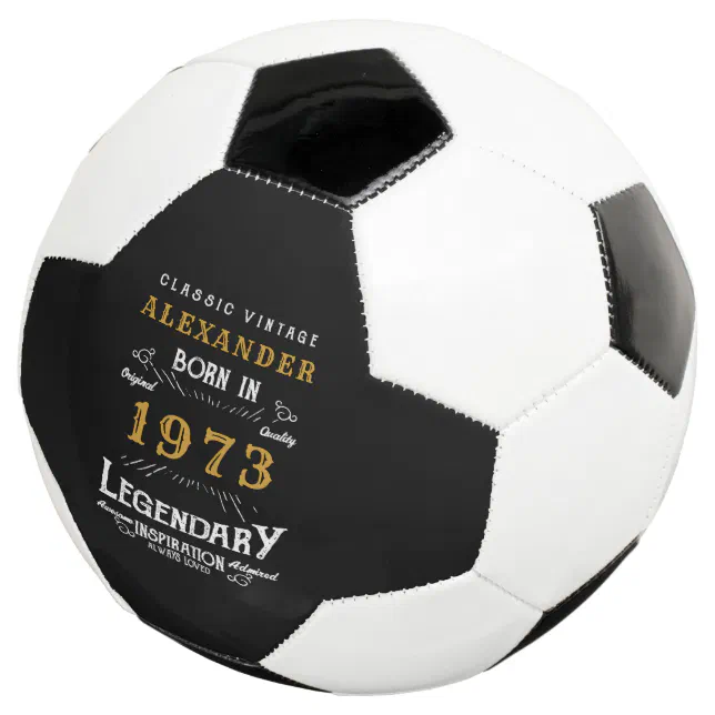 50th Birthday 1973 Monogram Name Legendary Soccer Ball | Zazzle
