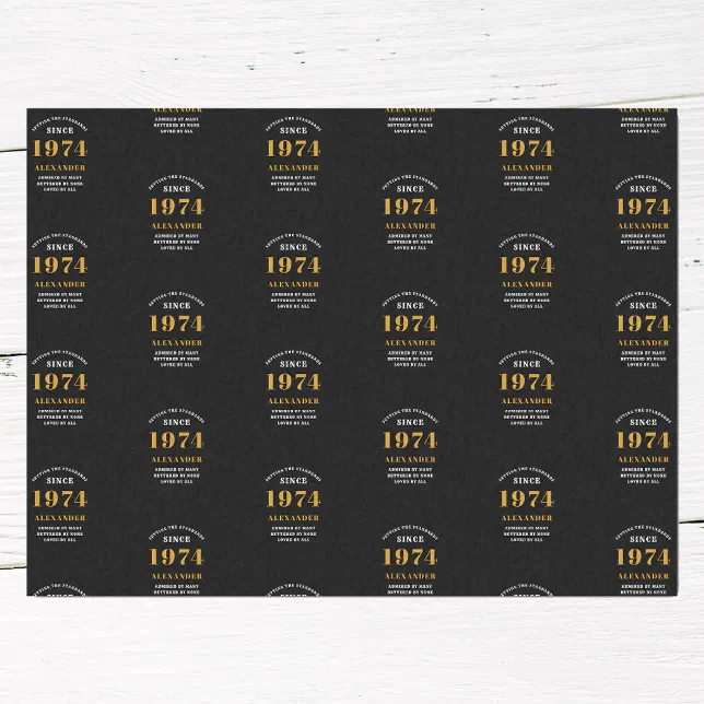50th Birthday 1974 Black Gold Chic Elegant Tissue Paper | Zazzle