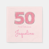 50th Birthday 50 And Fabulous Girly Pink Glitter Napkins | Zazzle