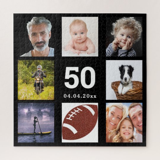 50th birthday 50 photo collage guy man black jigsaw puzzle | Zazzle.com