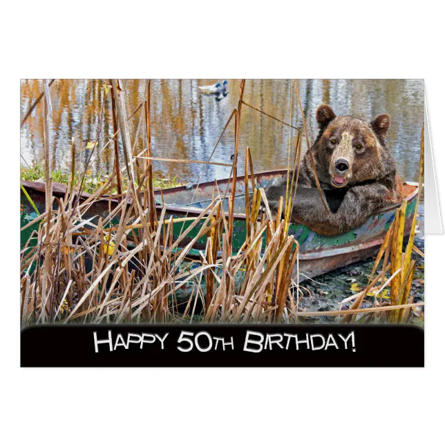50th Birthday Bear in Boat | Zazzle