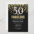50th Birthday Black and Gold Confetti Party Invitation | Zazzle