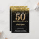 50th Birthday Black and Gold Glitter Confetti Invitation | Zazzle