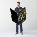50th Birthday Black Gold Extra Large Jumbo Card | Zazzle