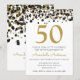 50th Birthday Black Gold Glitter Sparkle Confetti Invitation | Zazzle