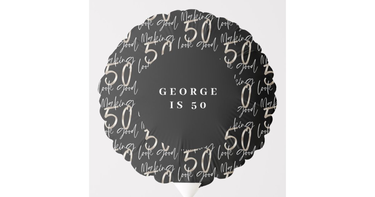 50th Birthday black silver glitter modern elegant Balloon | Zazzle