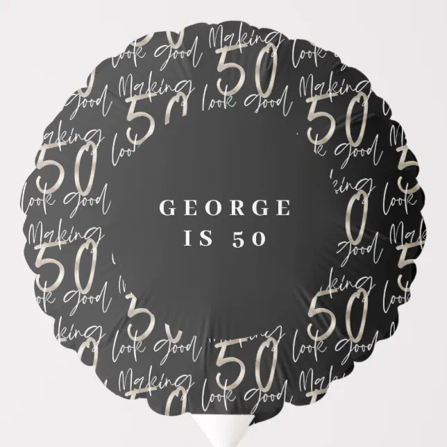 50th Birthday black silver glitter modern elegant Balloon | Zazzle