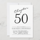50th Birthday Black White Chapter 50 Invitation | Zazzle
