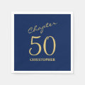 50th Birthday Blue Gold Chapter 50 Napkins | Zazzle