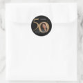 50th Birthday Calligraphy Gold Black Elegant Photo Classic Round ...