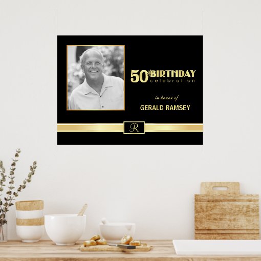 50th Birthday Celebration - Custom Photo Poster | Zazzle