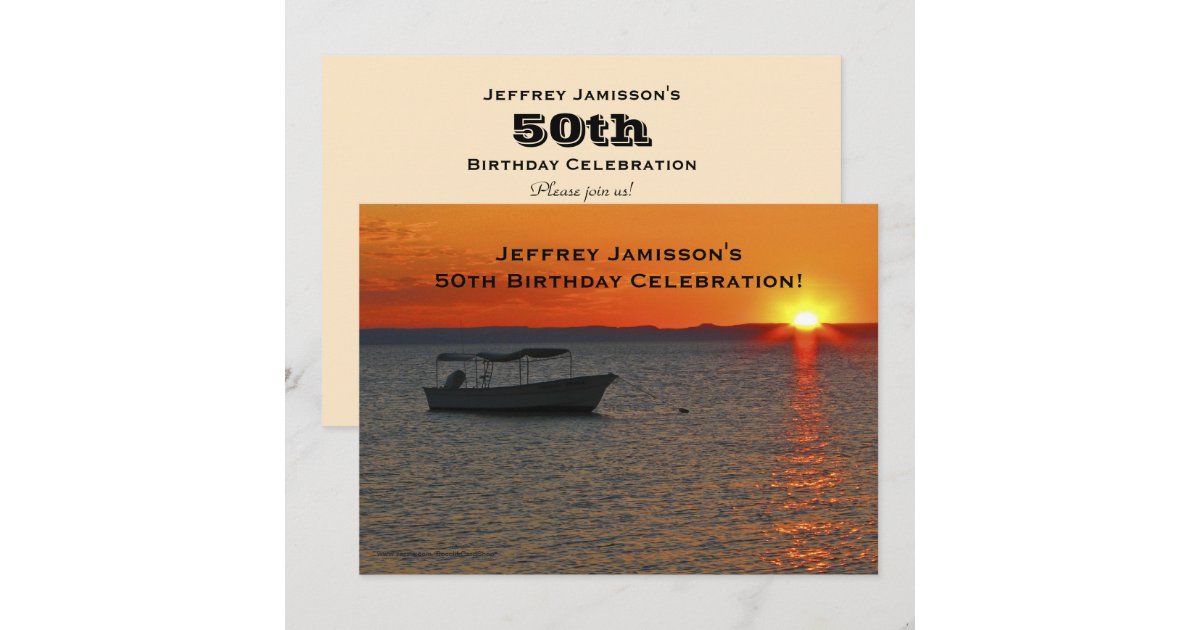 50th Birthday Celebration Invitation, Fishing Boat Invitation | Zazzle