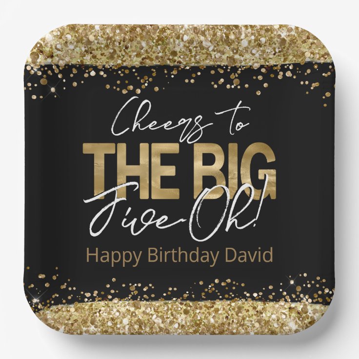 50th Birthday Cheers Big Five Oh Paper Plates | Zazzle