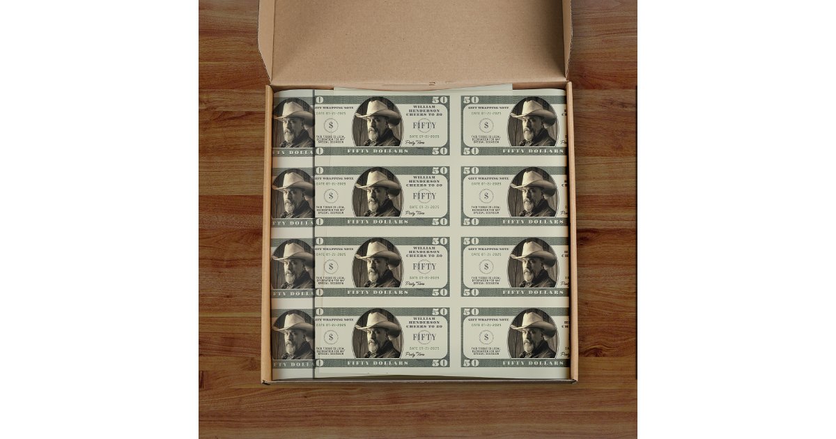 50th Birthday Cheers to 50 Dollar Bill Tissue Paper | Zazzle