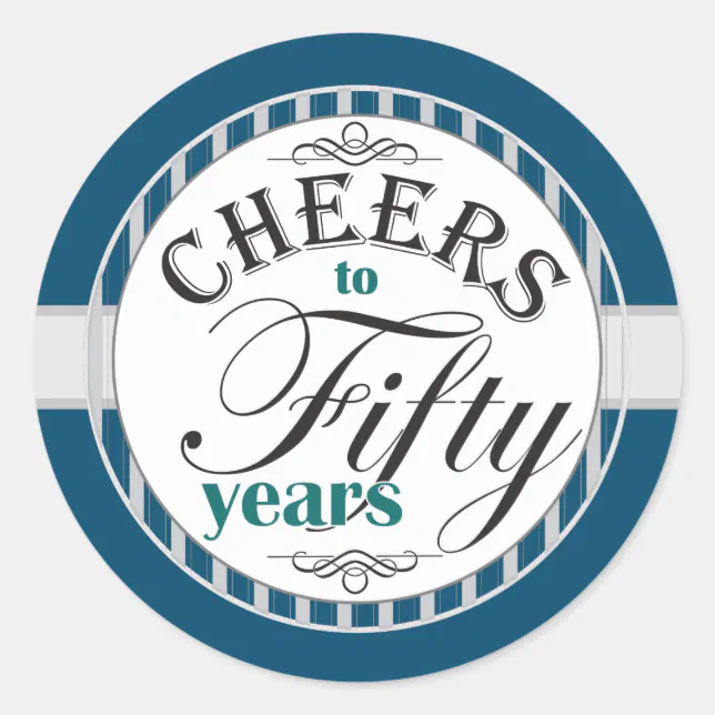 50th Birthday Cheers to Fifty Years Classic Round Sticker | Zazzle