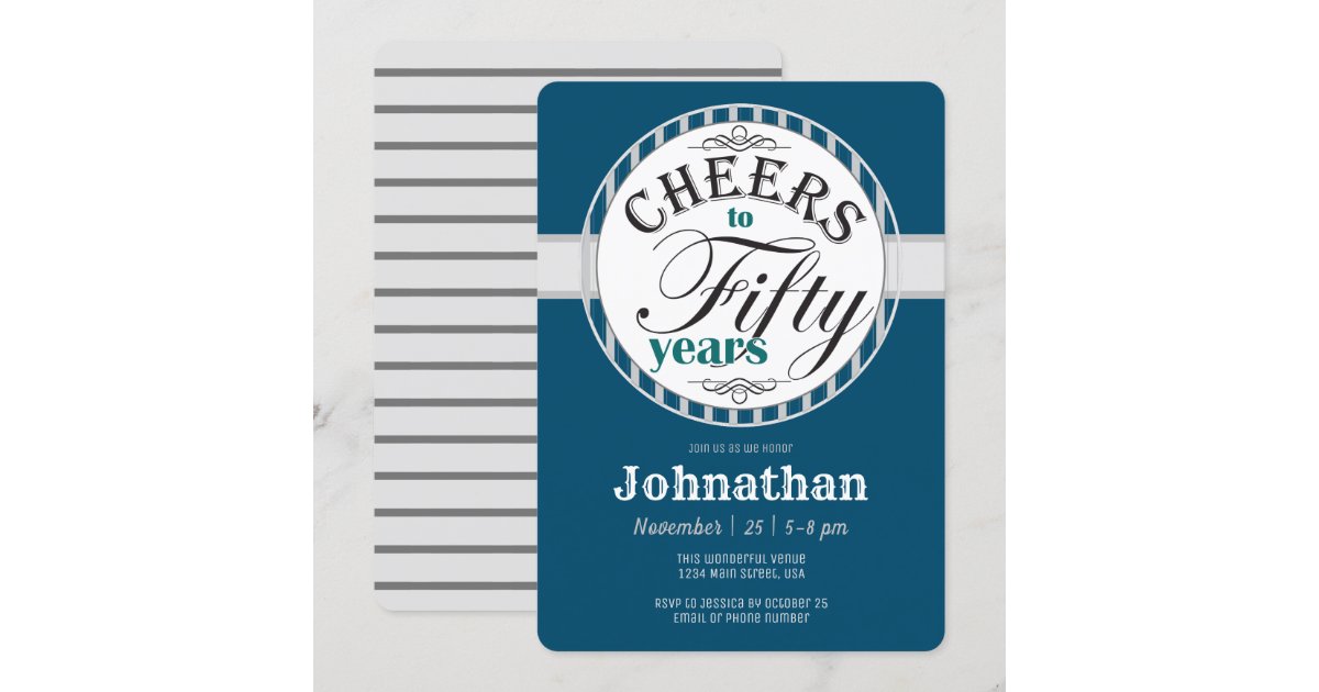 50th Birthday Cheers to Fifty Years Invitation | Zazzle