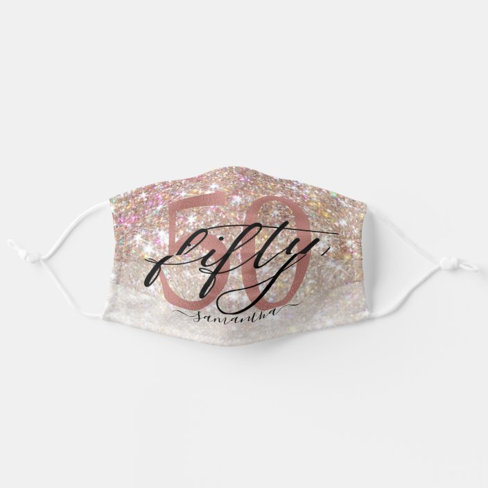 50th Birthday Chic Glitter Ombre Adult Cloth Face Mask | Zazzle.com